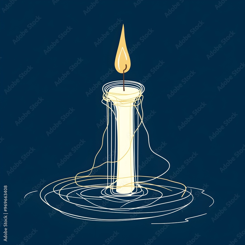 One line continuous lightning candle symbol concept. Silhouette of ...