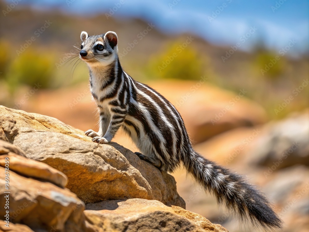Photo & Art Print A solitary zorrilla, also known as African striped ...