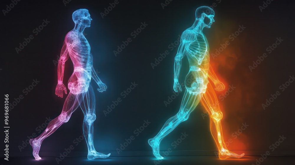 Heatmap of body pain in male and female figures, showing intensity ...