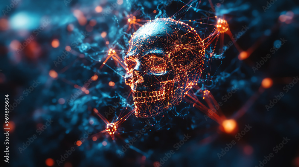 Pirate network visualized with a cloud network diagram, skull and ...