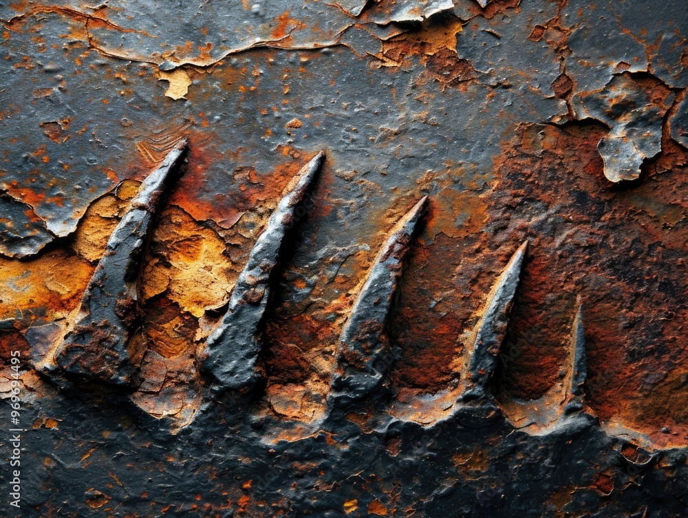 Rusty Metal Plate with Claw Marks: Grunge Background Design Stock ...