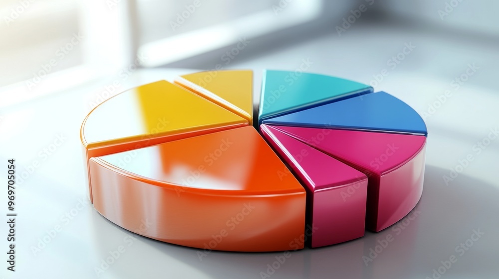 High-resolution image of a 3D pie chart with gradient colors and glossy ...