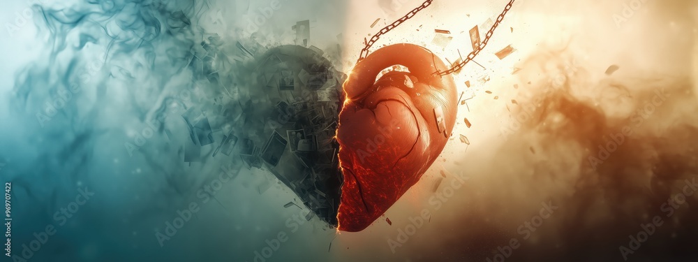 Heart couple up broken love breaking divorce break torn collage leaving ...