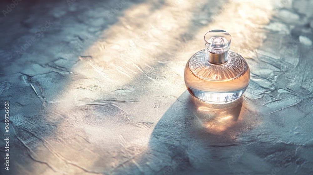 perfume testers casting soft shadows on a textured background, creating ...