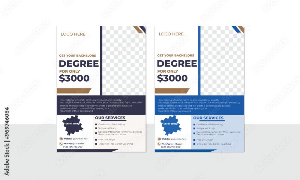University flyer template, a bundle of 2 templates of a4 flyer ...