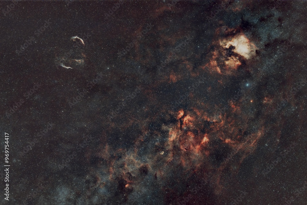 Constellation Cygnus with gas nebulae and the foothills of the Milky ...