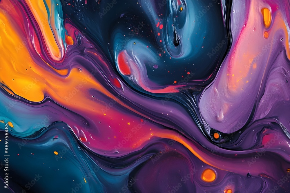 Abstract created using the technique of liquid acrylic. Macro ...