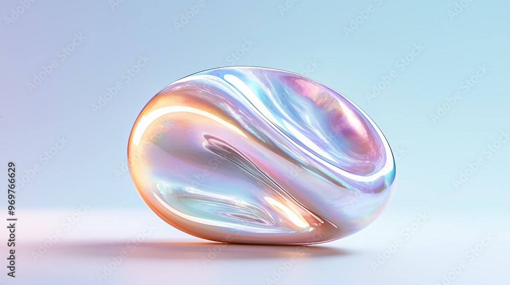 Melo pearl material displayed in an abstract 3D form, with light ...
