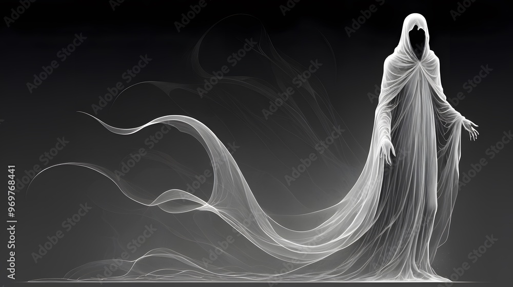 Ghostly figure with soft, flowing lines capturing the ethereal ...