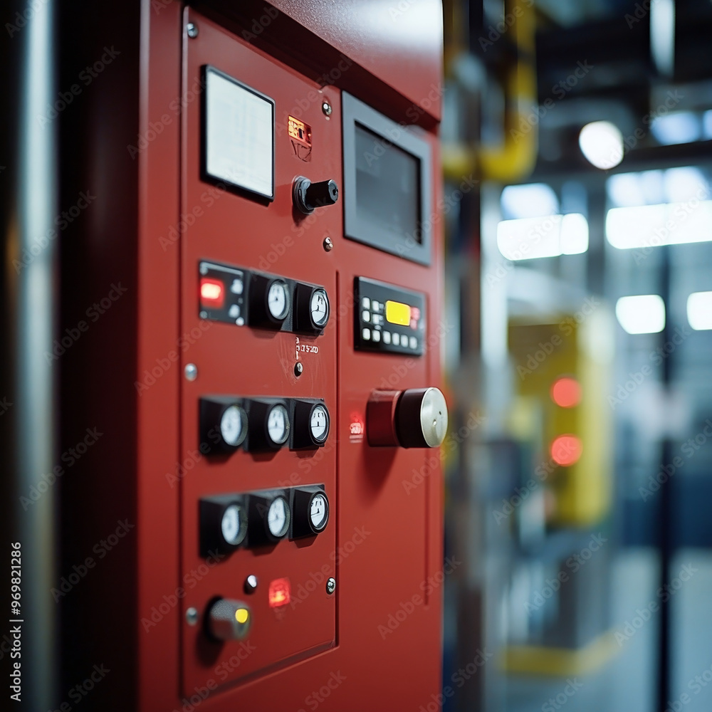 A fire alarm control panel during testing, showcasing various buttons ...