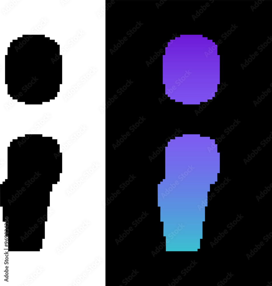 Semicolon pixel effect sign vector illustration. Dot and comma ...
