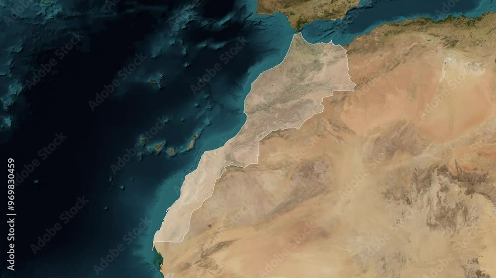 Zoom from Earth to Morocco. (Highlighted) World map animation with ...