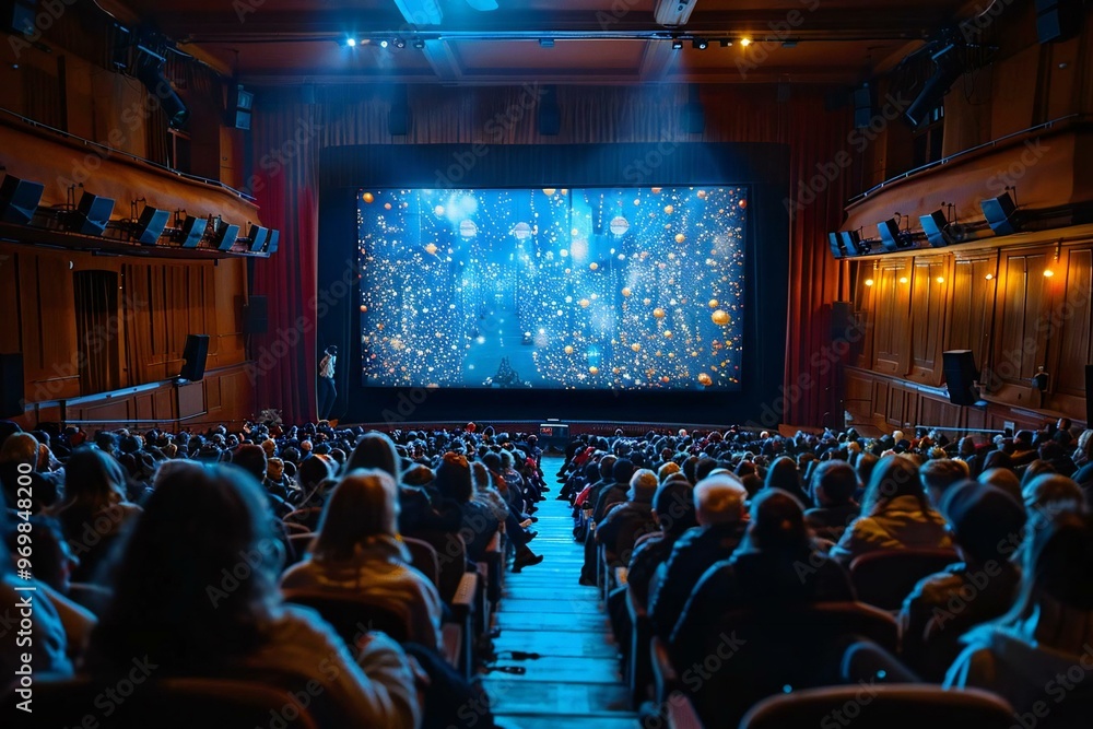group of people enjoying a community movie night gathering in a cozy ...