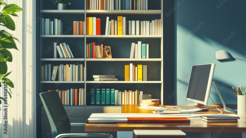 Depict a perfectly organized workspace or personal area, showcasing ...