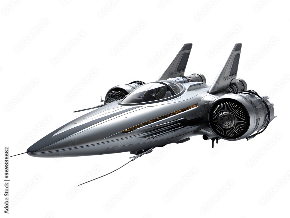 High-Tech Spacecraft with Multiple Thrusters and Aerodynamic Contours ...