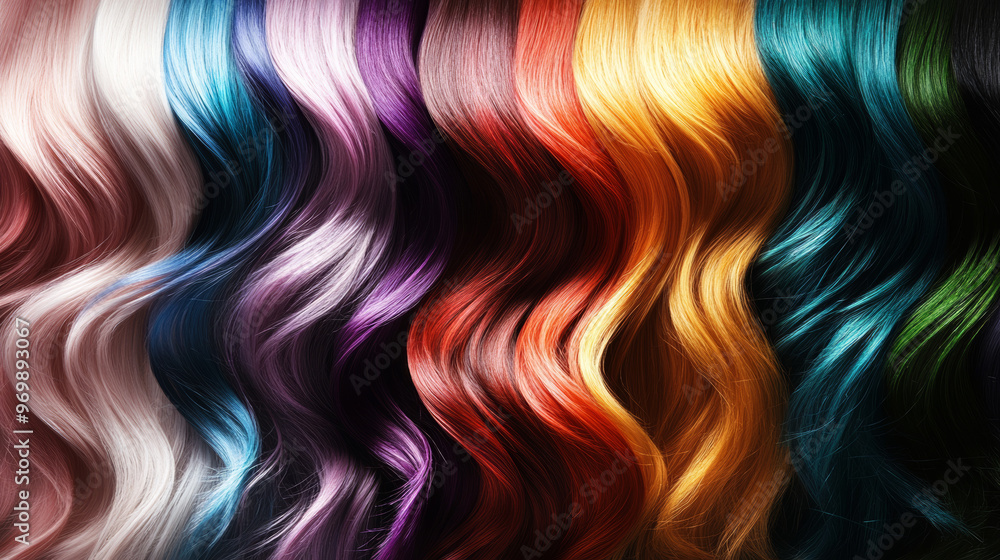 Depict hair in a range of vibrant or natural colors. Highlight how ...