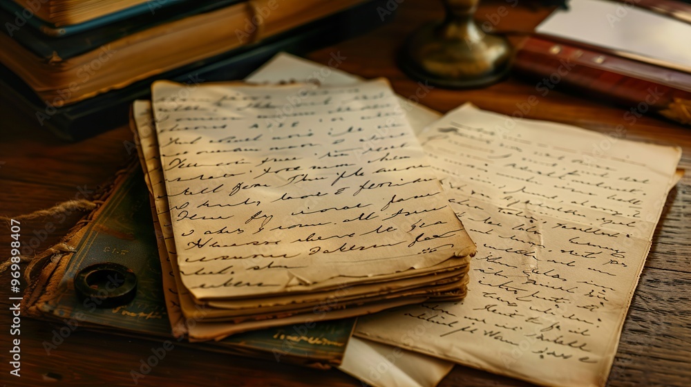 Vintage Handwritten Letters on Old Paper: A Glimpse into the Past Stock ...
