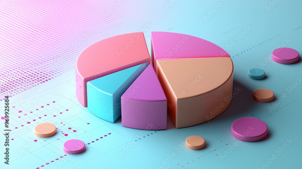 Market segmentation analysis, pie charts and demographic icons, 3D ...