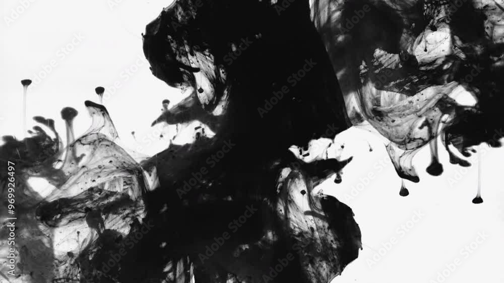 abstract background template Black ink artistic flow splatter spots ...