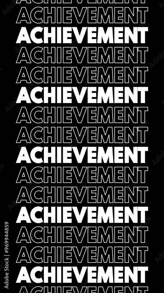 Text "achievement" appears repeatedly, filling the screen width, with ...