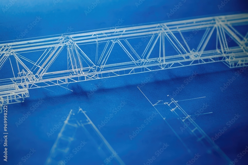 Blueprint showing detailed truss design for structural support in ...