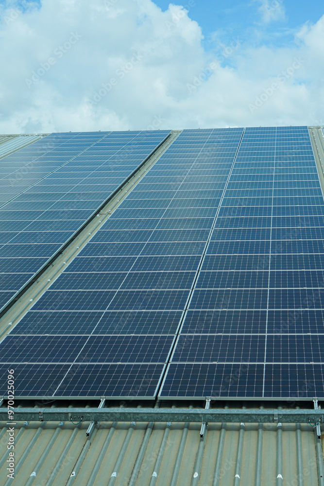 the rooftop of factory warehouse. renewable energy of photovoltaic for ...