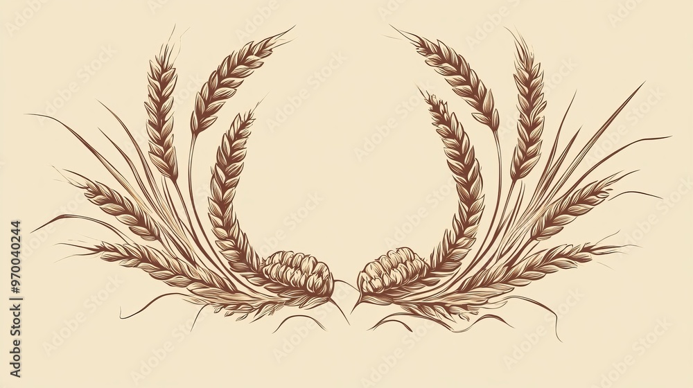 Wheat and barley border design for beer festivals, farmers markets, or ...