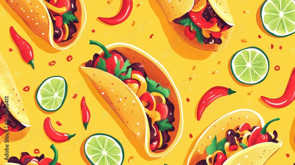 Quirky taco dance concept with spicy peppers and citrus elements for ...