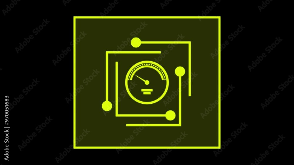 Digital car Speedometer 4k glowing animation yellow background ...