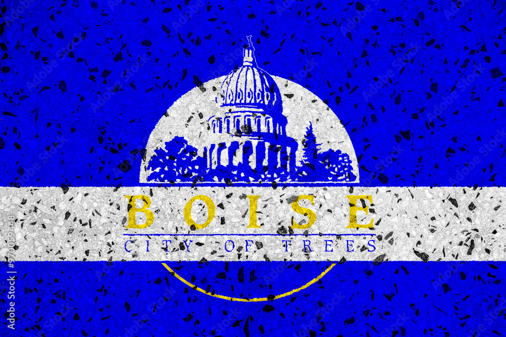 Flag of the city of Boise, capital of Idaho, USA, on a textured ...