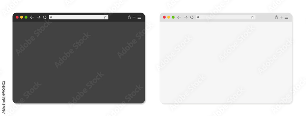 Blank web browser window with tab. Window internet browser with toolbar ...