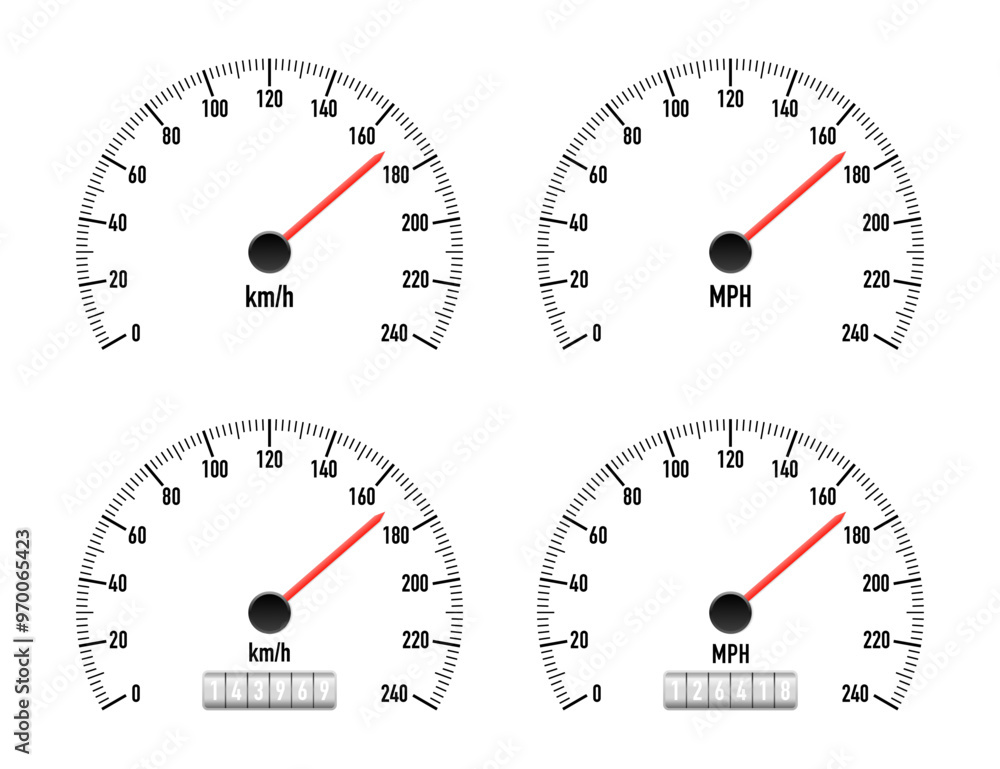 Realistic speedometer isolated on white background. Racing speedometer ...