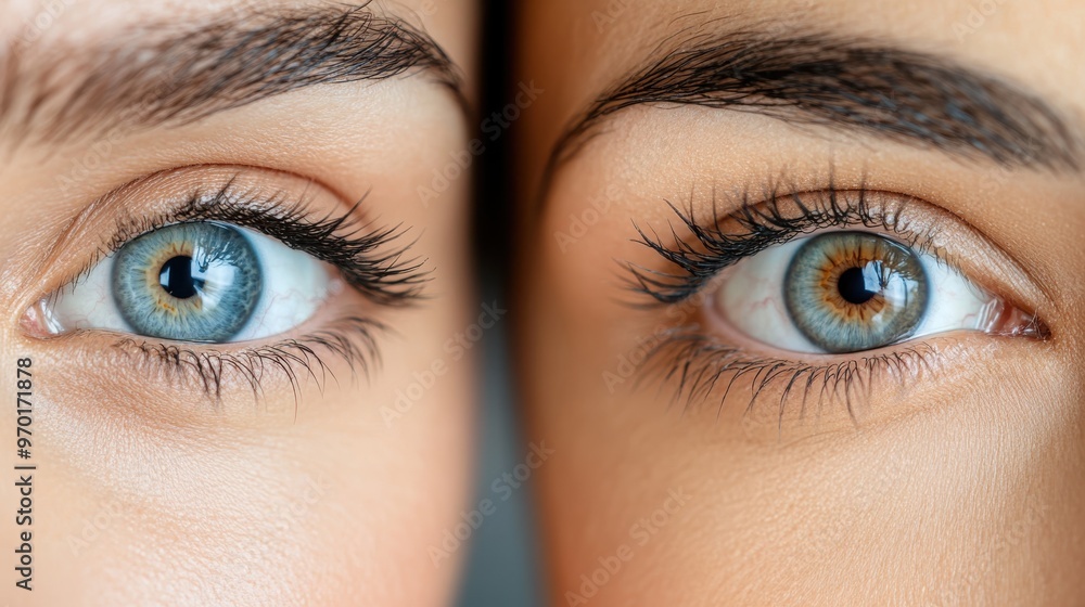 An up-close comparison of blue and hazel eyes side by side ...