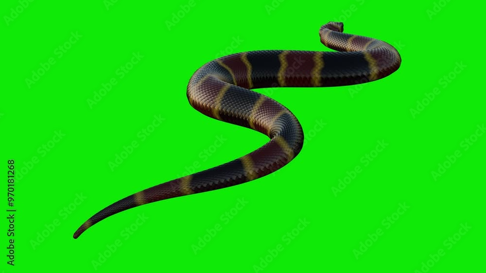 Slithering Coral Snake - Ground Cycle Loop - Green Screen - Back Side ...