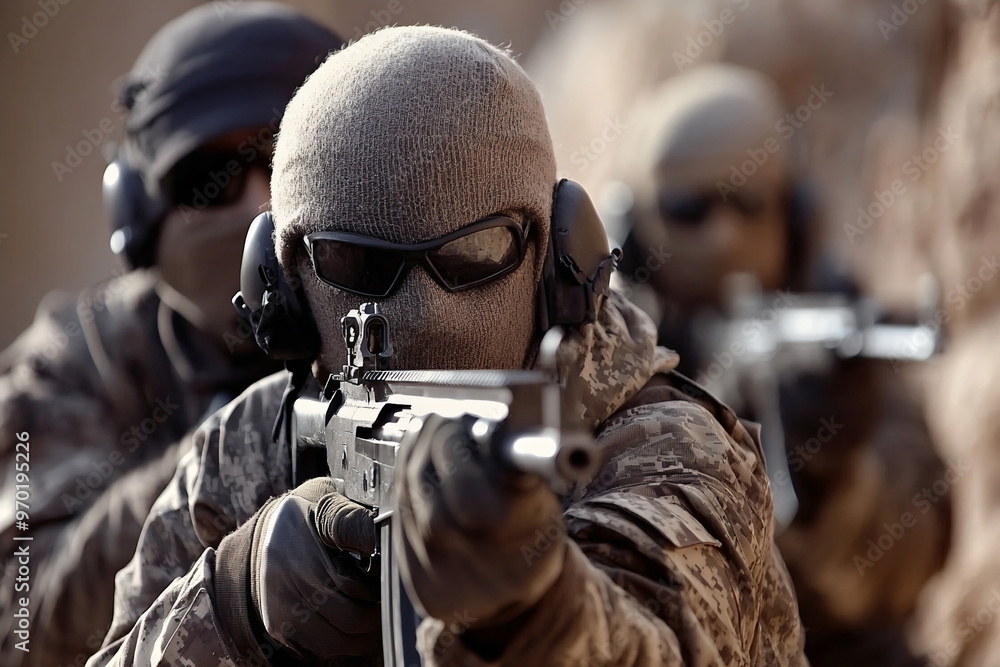 Fictional tense battlefield with armed players, smoke grenades, and ...