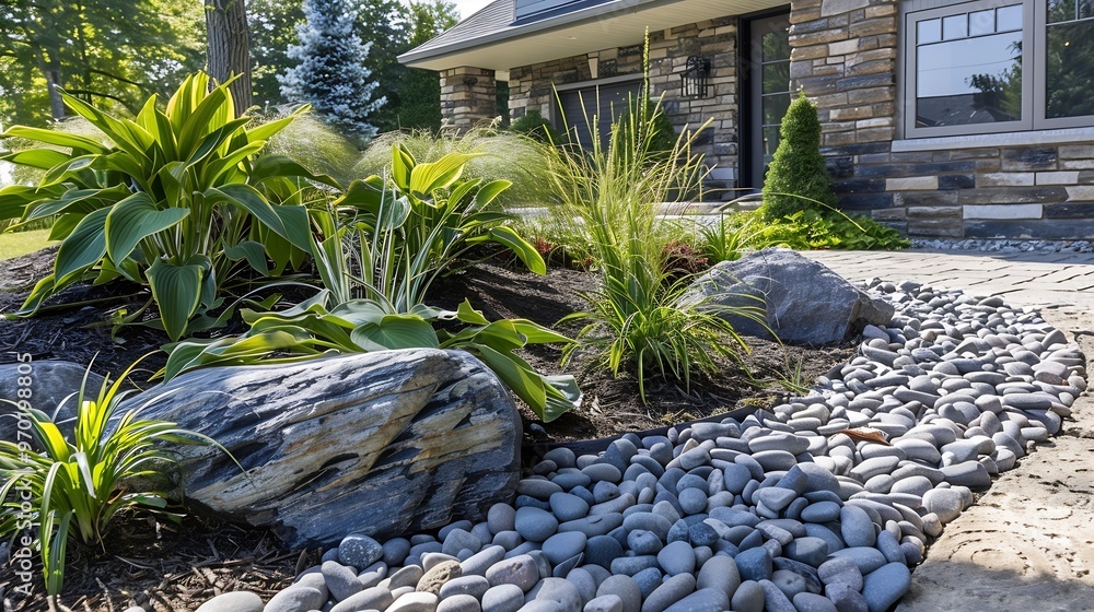 Foto de Low maintenance front garden landscaping features decorative ...