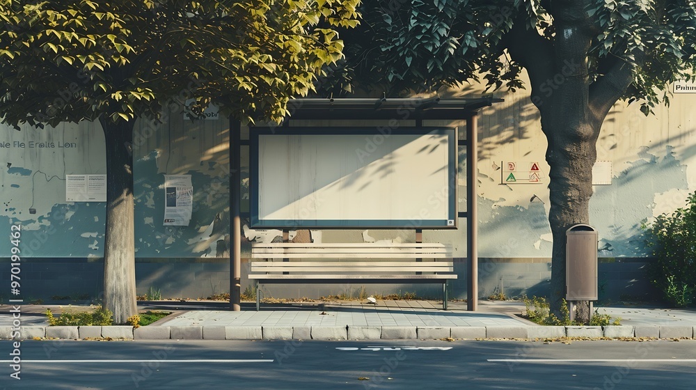 Empty Outdoor Advertising billboard mockup at bus stop Empty ...