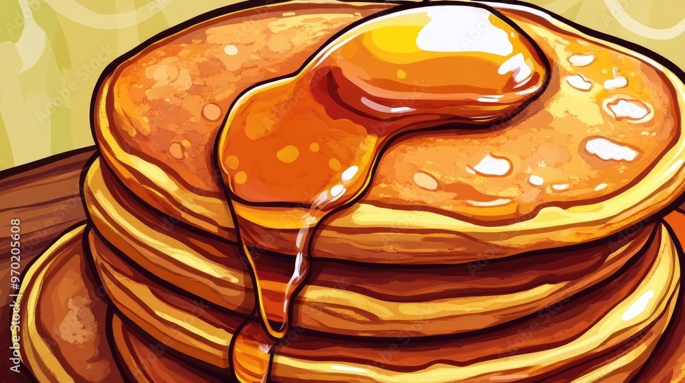 2D cartoon illustration of pancakes designed for a children s coloring ...