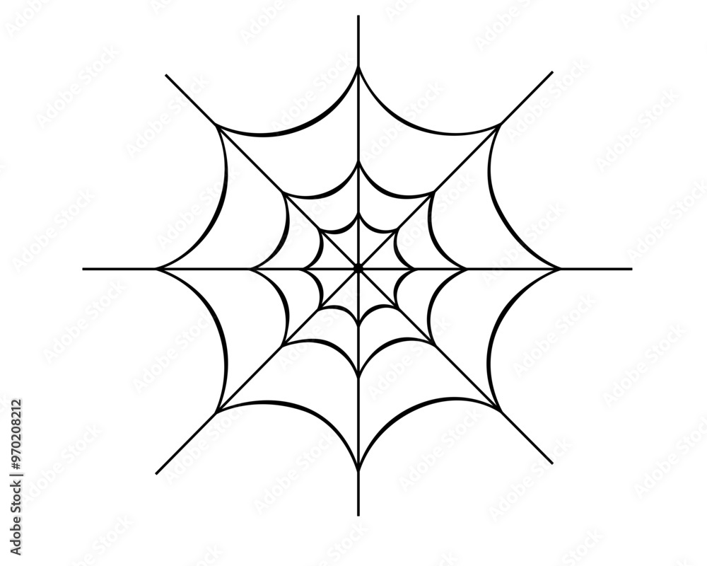 Cobweb - black vector silhouette for pictogram or logo. A round spider ...