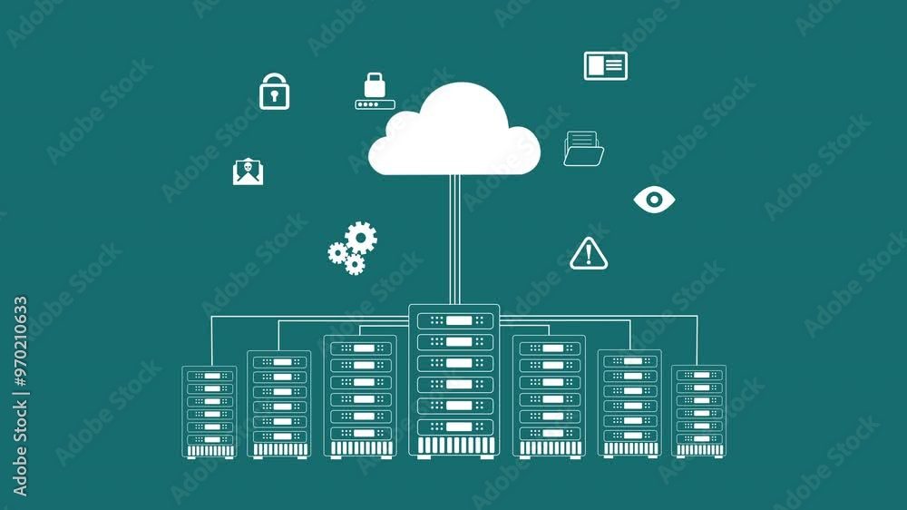 Server room, cloud computing and storage for data for connectivity ...