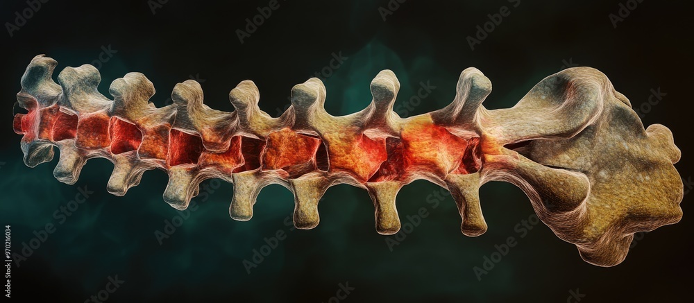 3D illustration of the C6 vertebra located at the lower neck region ...