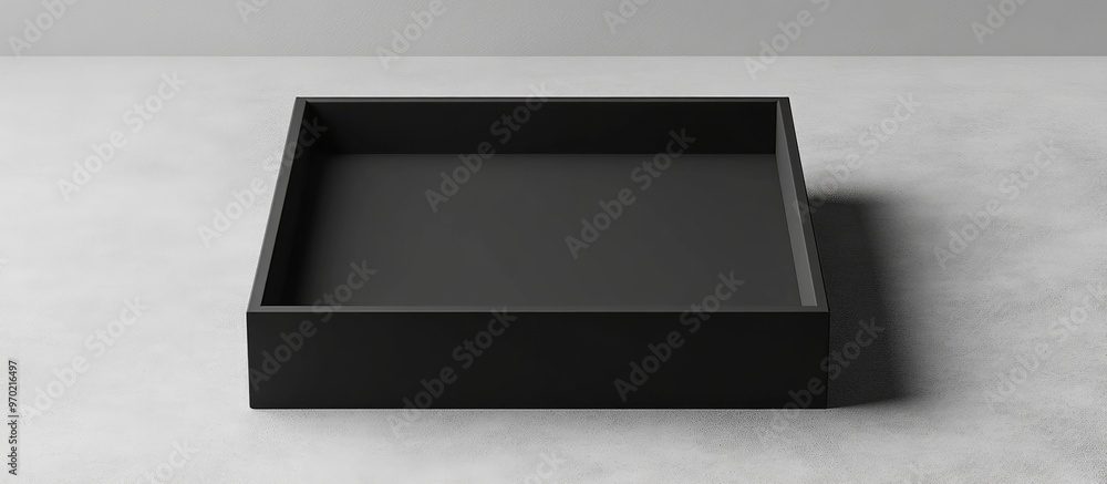 Flat black box mockup empty box template displayed against a grey ...