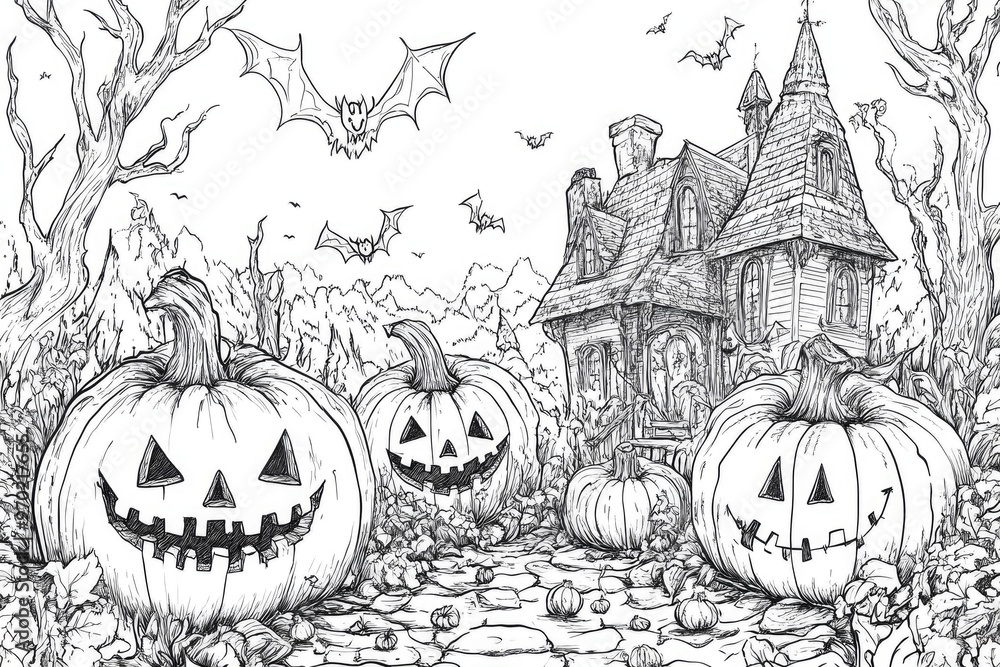 Halloween themed coloring book featuring fun and engaging coloring ...