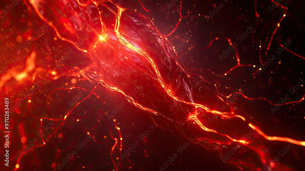 Abstract red light beams create a dynamic and vibrant visual effect ...