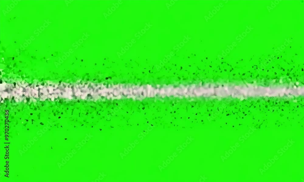 Static noise distorts the image on a green screen background, offering ...