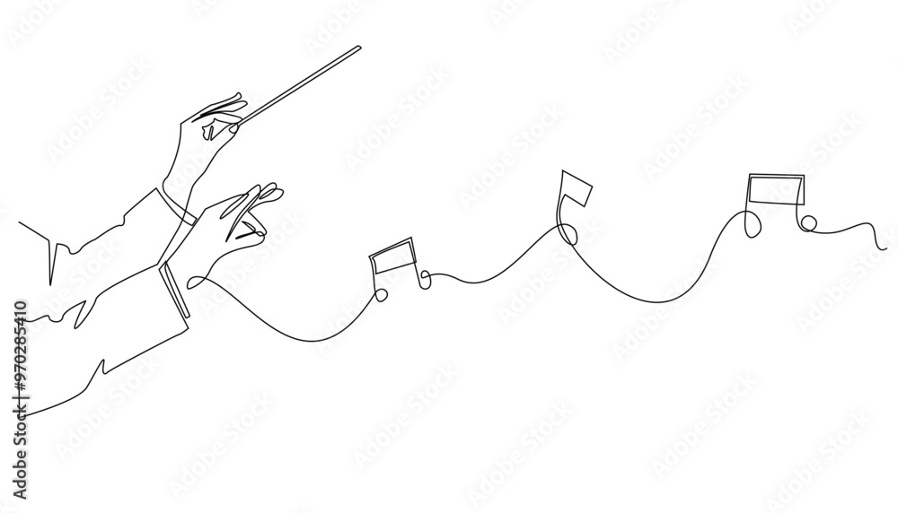 continuous line drawing of orchestra conductor.single line drawing of ...