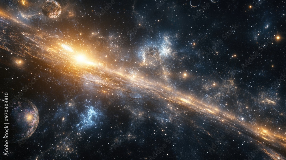 Cosmic scene featuring stars planets and galaxies in the universe The ...