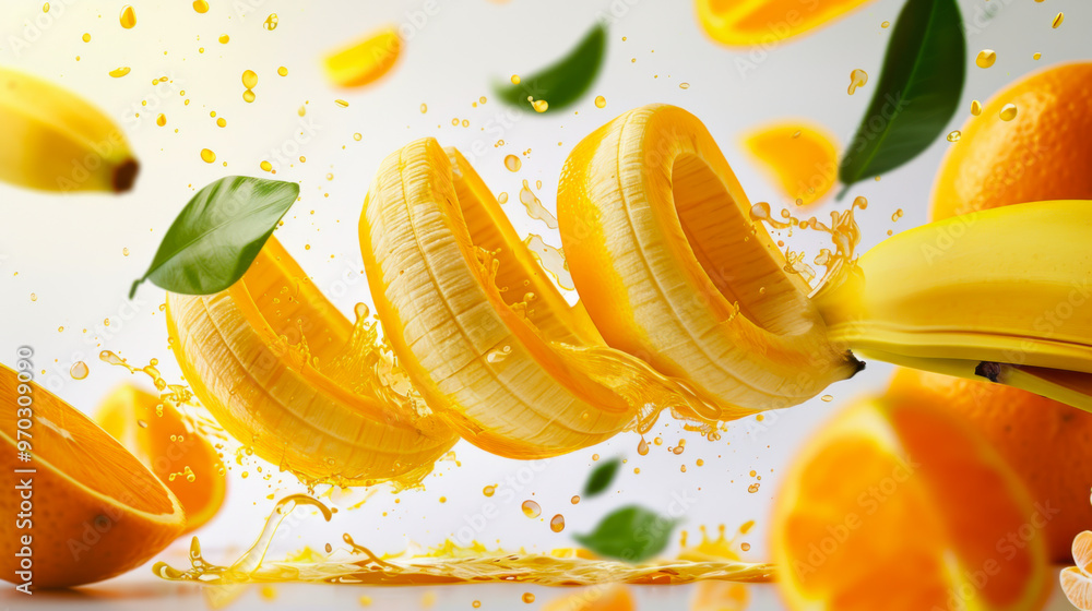 bananas on solid color background Ads, half peeled and slice, free ...