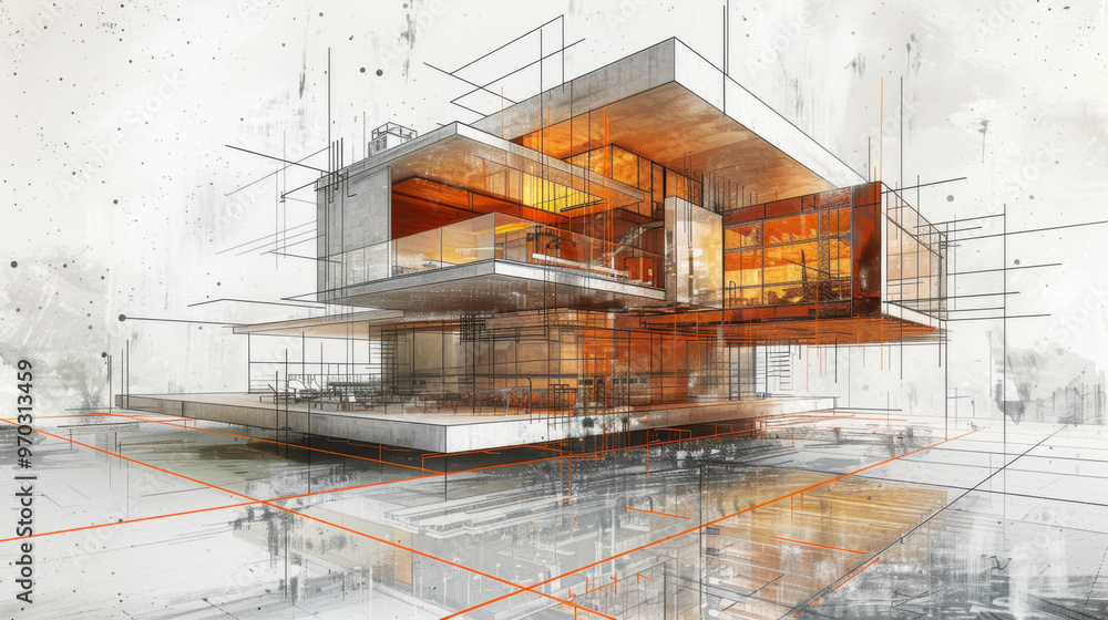 showing different design phases, from handmade rough sketch ...