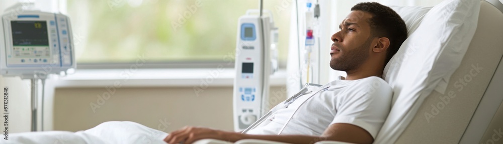 Patient relaxing in a reclining chair during home dialysis, comforting ...